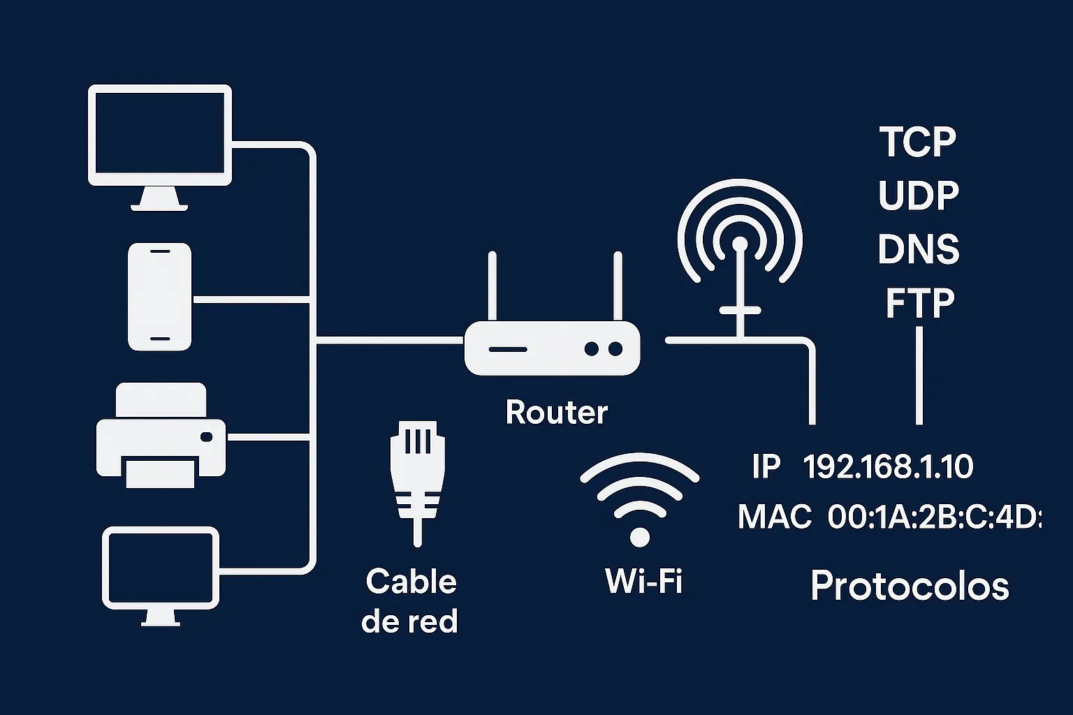 Componentes básicos de una red: router, WiFi, IP, MAC y protocolos ...